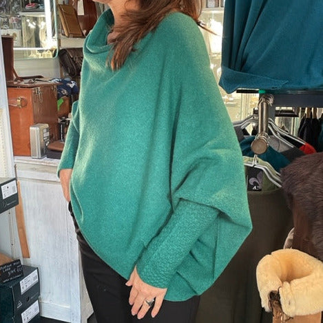 Juice Swoncho - Asymmetric Draped Jumper - Emerald Green – Juice Collection