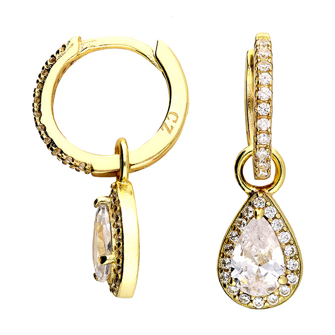 14ct Gold Plate CZ Pear Huggie – Juice Collection